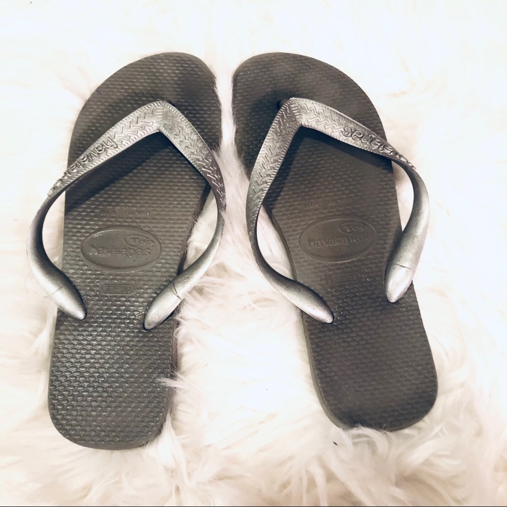 Havaianas Silver Flip Flop Sandals - Gem